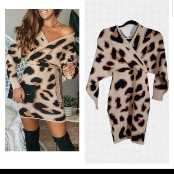 Selfie Leslie | Dresses | Selfie Leslie Leopard Print Batwing Animal Print Dress Nwt | Poshmark
